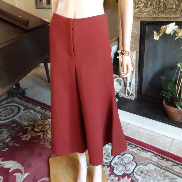 Celine | Pants & Jumpsuits | Celine Rust Red Woolblend Twill Wide Leg ...